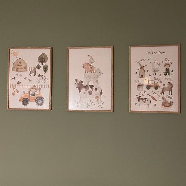 Farm Alphabet and Numbers Prints, Alphabet Poster, Farm Animals, ABC ...