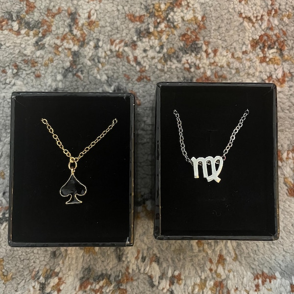 Gold Plated Enamel Cute Spades Necklace, Playing Card Necklace, Ace of ...