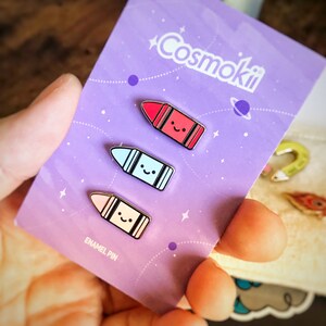 Cute Mini Crayon Enamel Pin Set. 3 Crayon Enamel Pin Set. Artist Crayon ...