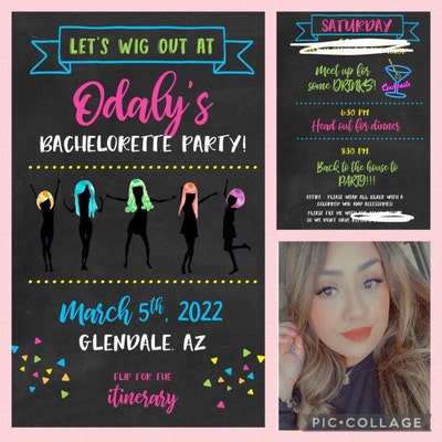 Neon Wiggin' Out Bachelorette Party Invite With Itinerary also ...