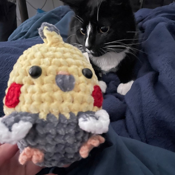 Crochet Cockatiel Amigurumi Chunky Plush Handmade Cute Bird Stuffed ...
