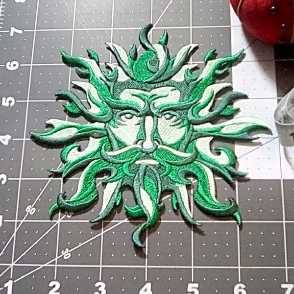 Embroidered Green Man/sun God Motif/applique/patch - Pagan Wiccan Goth ...