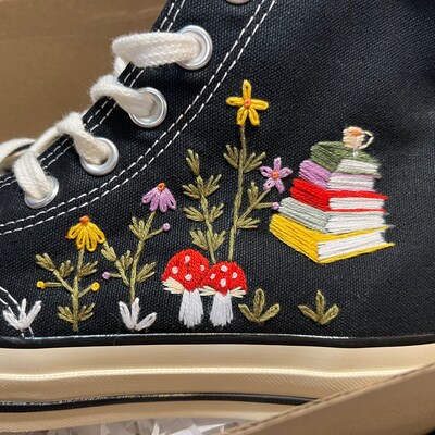 Embroidered Converse/mushroom Converse/embroidered Sneakers Mushroom ...