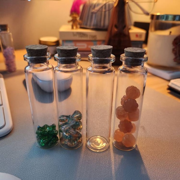 Glass Bottles With Corks, 5, 10, 15, or 20 Ml Clear Empty Jars With Cork Stopper Lids, Vials for ...