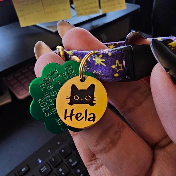 Cat ID Tag ,tiny Cat Name Tag, Cat Tags, Kitten Tags, Laser Engraved ...