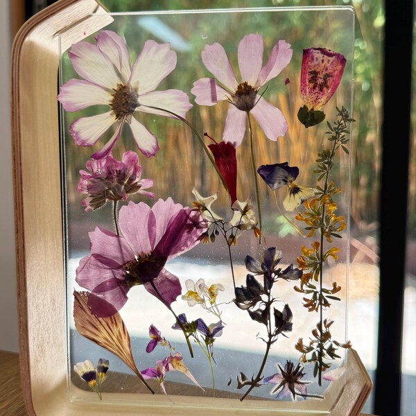 Retro Veneer Float Picture Frame, Rotating Photo Frame, Double Sided ...