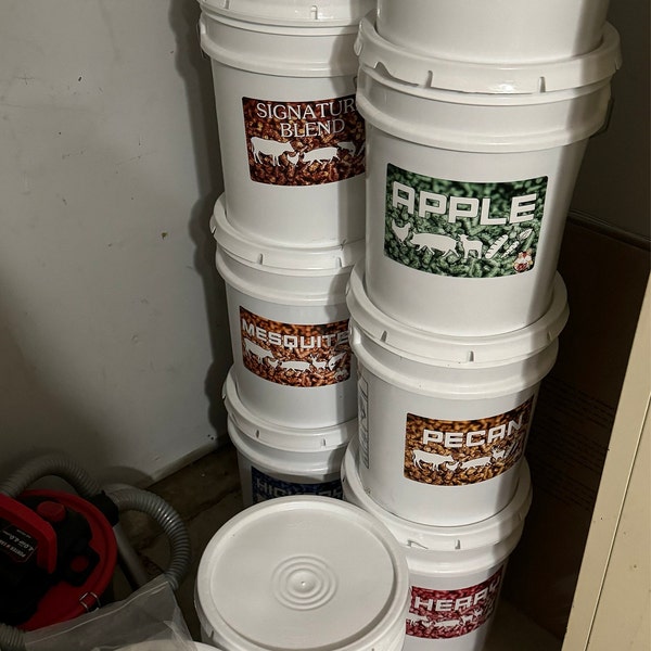 Pellet Smoker Bucket Labels Gift for Husband Garage Organizing Pellet ...