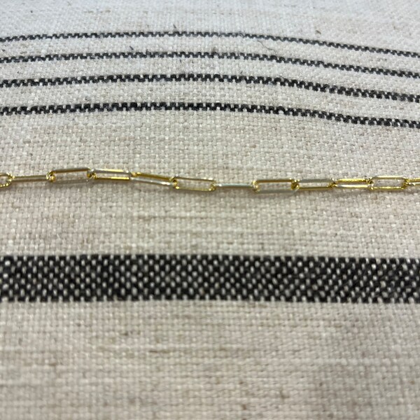 18k Gold Vermeil Paper Clip Chain - Flat Link - Gold Paperclip Necklace ...