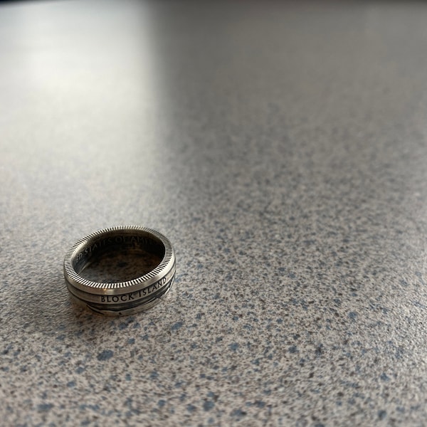 Silver Block Island Quarter Ring - Silver Coin Ring - Silver National ...