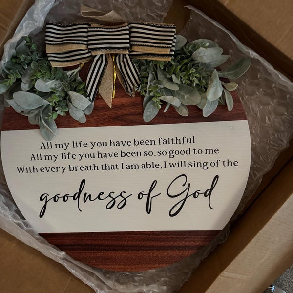 Goodness of God Sign, Christian Door Decor, Christian Front Door Sign ...