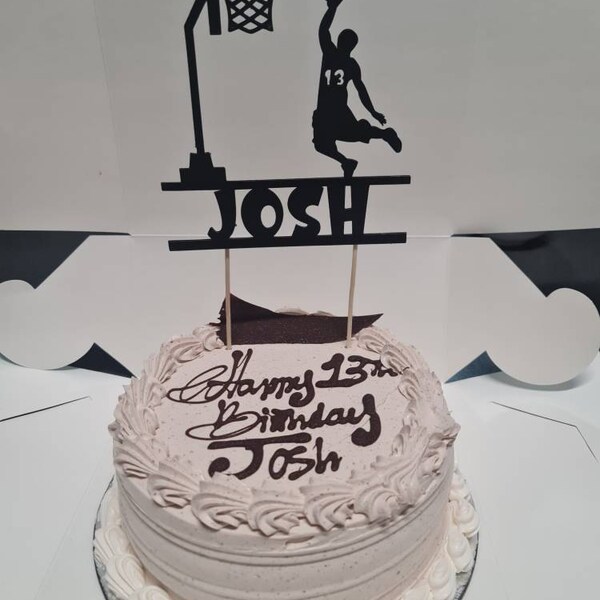 Basketball Themed Birthday Cake Topper Svg - DIY Personalize Name and ...