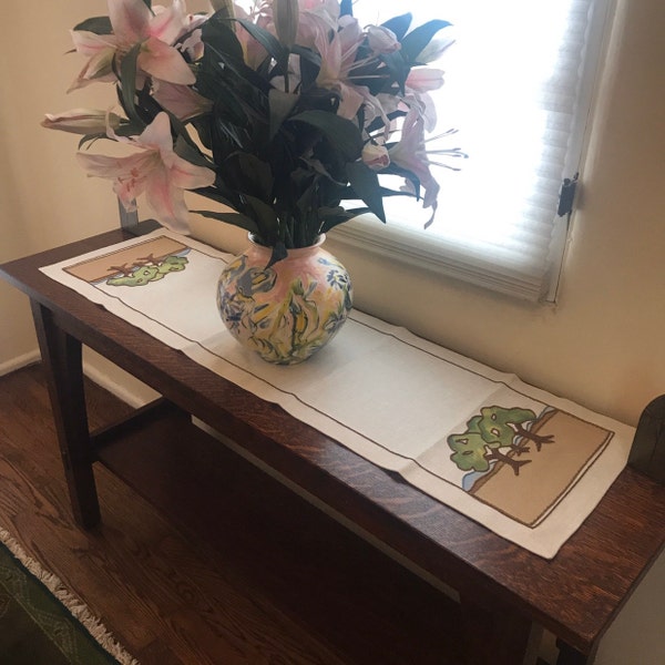 Arts & Crafts Style Oak Trees Table Runner, Craftsman, Mission ...
