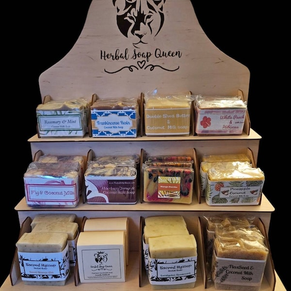 Soap Display Stand: Custom 3-tier Wooden Vendor Shelf, Tabletop Soap ...