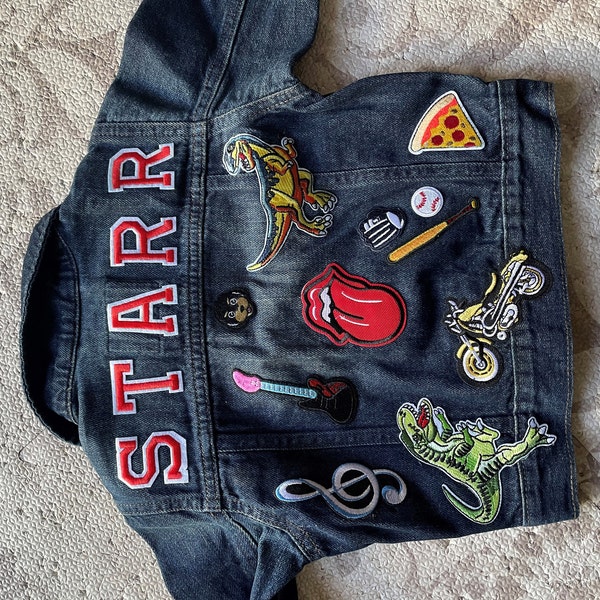 NAME ONLY - Custom Jean Jacket W/ Letter Patches (unlimited Letters ...