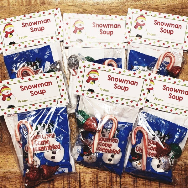 Holiday Christmas, Snowman Soup Treat Bag Topper, Treat Bag Topper ...