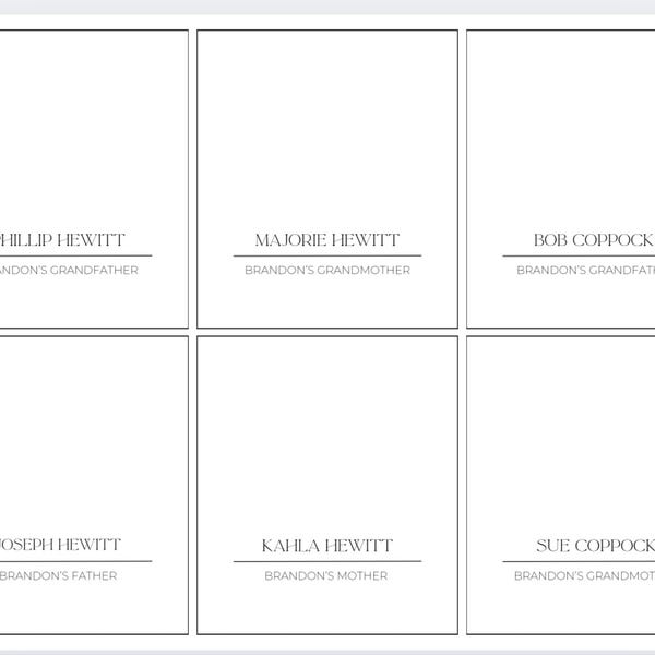 Seating Name Cards Template - Etsy