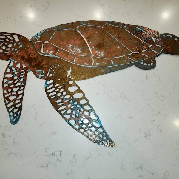 Turtle Wall Decor, Copper Patina Turtle, Wall Art Patinated Copper ...