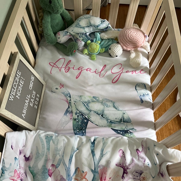 SEA TURTLE CRIB Bedding Set, Ocean Nursery, Girl Baby Bedding, Baby ...