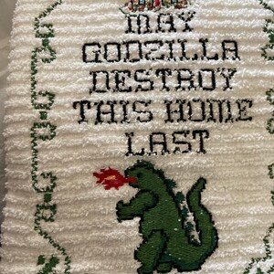 May Godzilla Destroy This Home Last Embroidered Kitchen Towel | Etsy