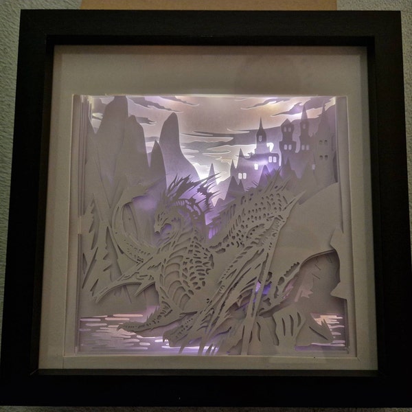 Dragon 4 Paper Cut Light Box Template, 3D Shadow Box SVG Files, Shadow ...