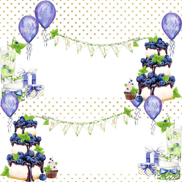 Birthday Paper Pack Happy Birthday Scrapbook Papers Party Theme Digital ...