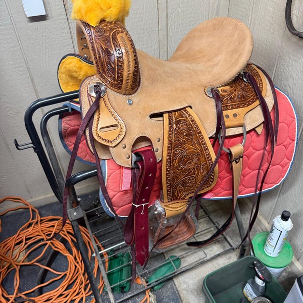 Western Barrel Racing Horse Saddle With Matching Tack Set (head Stall ...