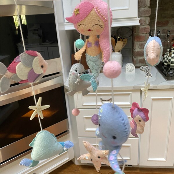 Mermaid Baby Mobile, Ocean Crib Mobile, Sea Creatures Cot Mobile ...