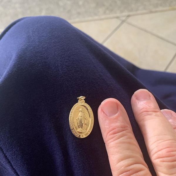 Solid 14K Gold Miraculous Medal Pendant, ITALY, 14K Gold Religious ...