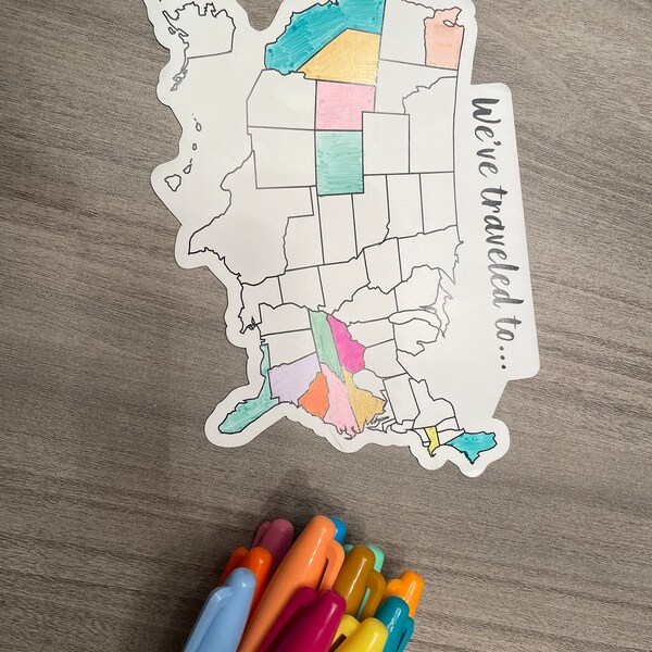 State Stickers, Travel Stickers, US Map Sticker, Where I've Been ...