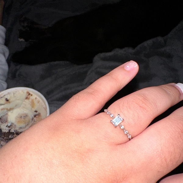 Dainty Diamond Engagement Ring Wedding Ring Couple Rings Delicate Ring ...