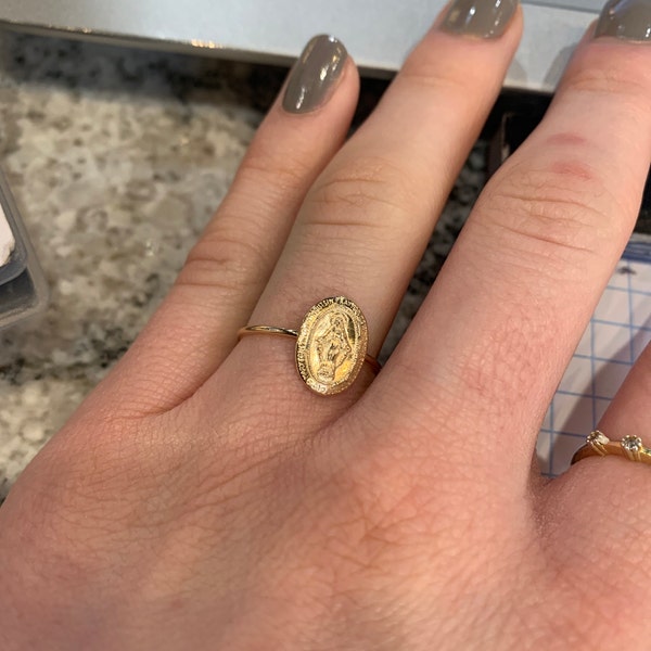 Dainty 14K Gold Filled Saint Christopher Ring in Size 6 and 7, Gift for ...