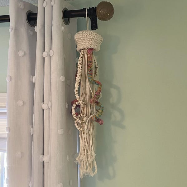 Macrame Hanging Jellyfish, Coastal Sea Creatures Decor, Nautical ...