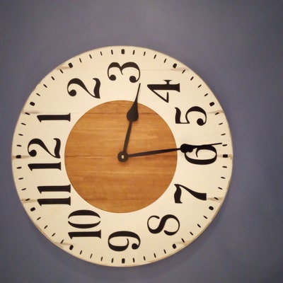 18 Inch Clock, Wooden Clock,farmhouse Decor, Large Wall Clock, Rustic ...