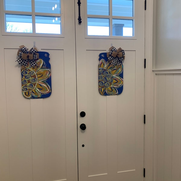 Bright Flower Door Hanger, Summer Door Hanger, Whimsy Flower Door ...