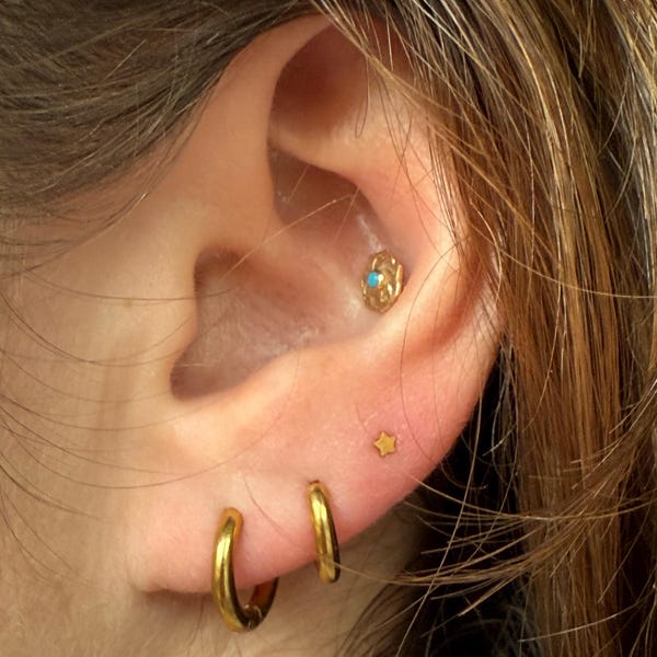 Titanium Tiny Heart Threadless Push Pin Labret, 2/2.5/3/3.5 Star Flat ...