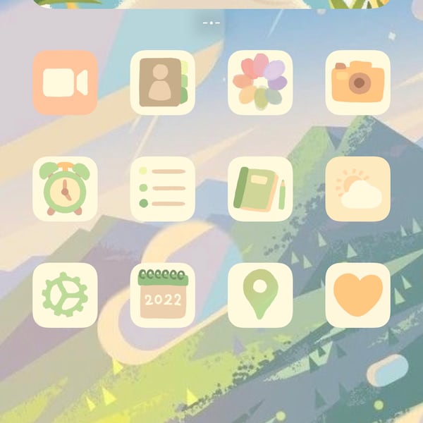 Cute Green Hand Drawn Ios & Android App Icons | Home Screen Set | App ...