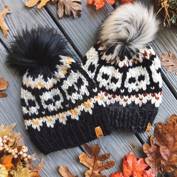 Spooky Skull Beanie Knit Pattern: Fair Isle Hat (instant Download) - Etsy