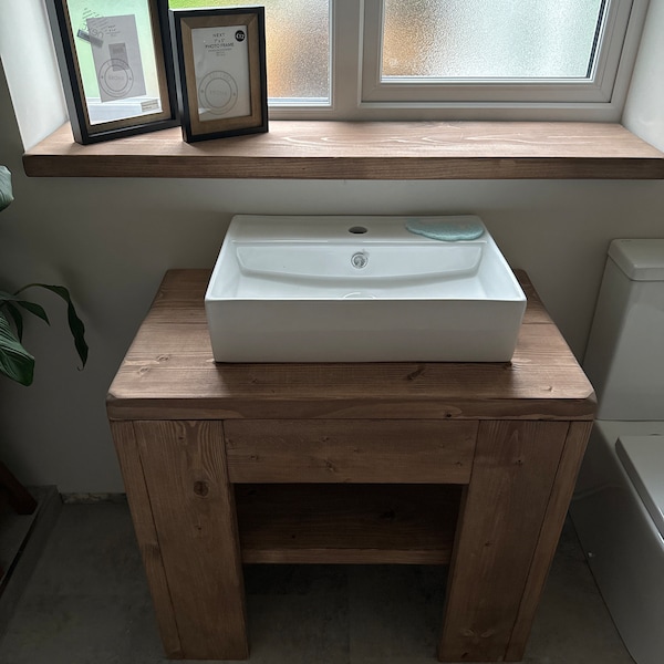 Rustic Wash Stand Sink Unit Handcrafted Basin Unit Wooden Vanity Rustic ...