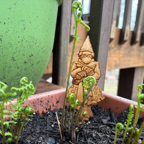 Bern in a Fern - Grumpy Bernie Garden Gnome Plant Stake - Handmade in ...