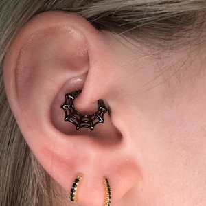 16G Spider Web Septum Ring Black Silver Clicker/cartilage/helix Earring ...