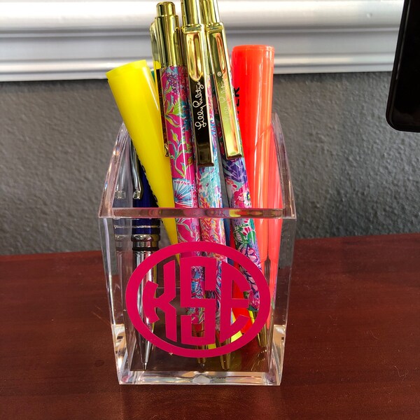Personalized Acrylic Pen Cup, Pencil Cup, Teacher Gift, Monogram Pen ...