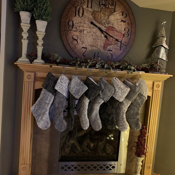 Silver Christmas Stocking, Silver Fawn Christmas Stocking, Personalized ...