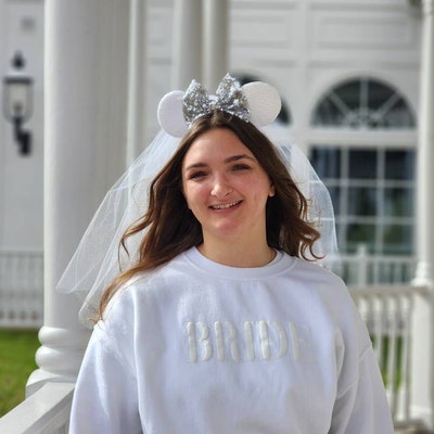 Bride & Groom Ears, Bride Ears, Bride Mickey Ears With Veil, Silver ...