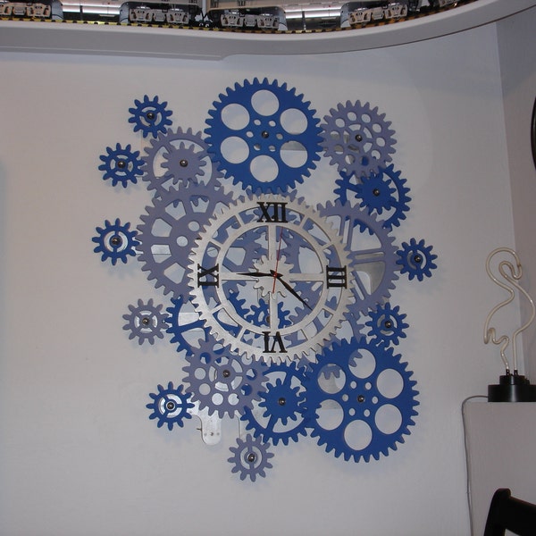 32" Rotating Gears Wall Clock. Industrial Wall Clock. Large Steampunk ...
