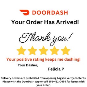 Doordash Rating Text for Delivery Drivers, Customized Digital Download ...