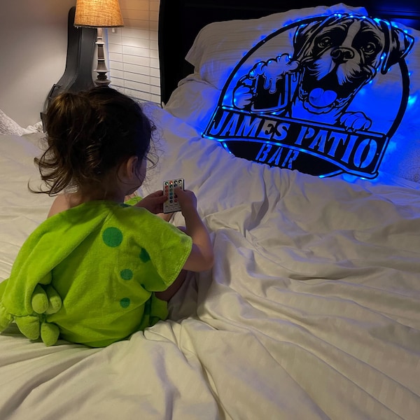 Custom Cactus Desert Mountain Metal Wall Art LED Light Personalized ...