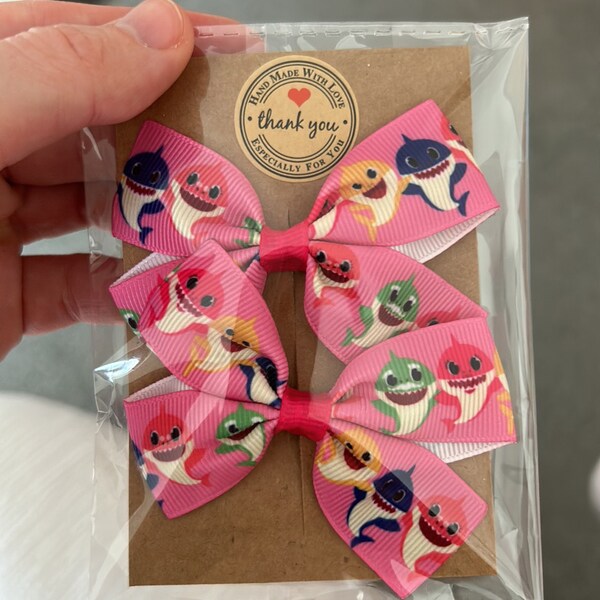 Pair of Dogs Ribbon Hair Bows Alligator Clip/bobbles Girls Baby Toddler ...