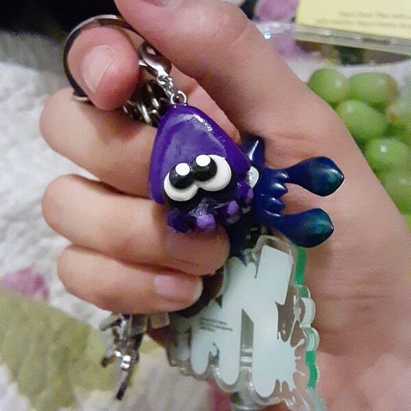 Polymer Clay Squid Keychain - Splatoon Inspired - Etsy