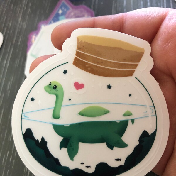 Nessie in a Bottle - Clear Waterproof Vinyl Sticker - Etsy