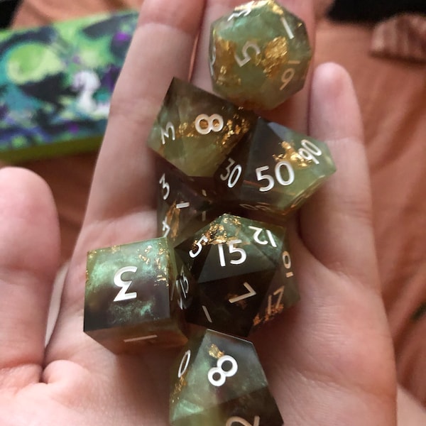 Earthtones - Nature Dice, Druid Dice, Ranger Dice, Handmade Resin Sharp ...